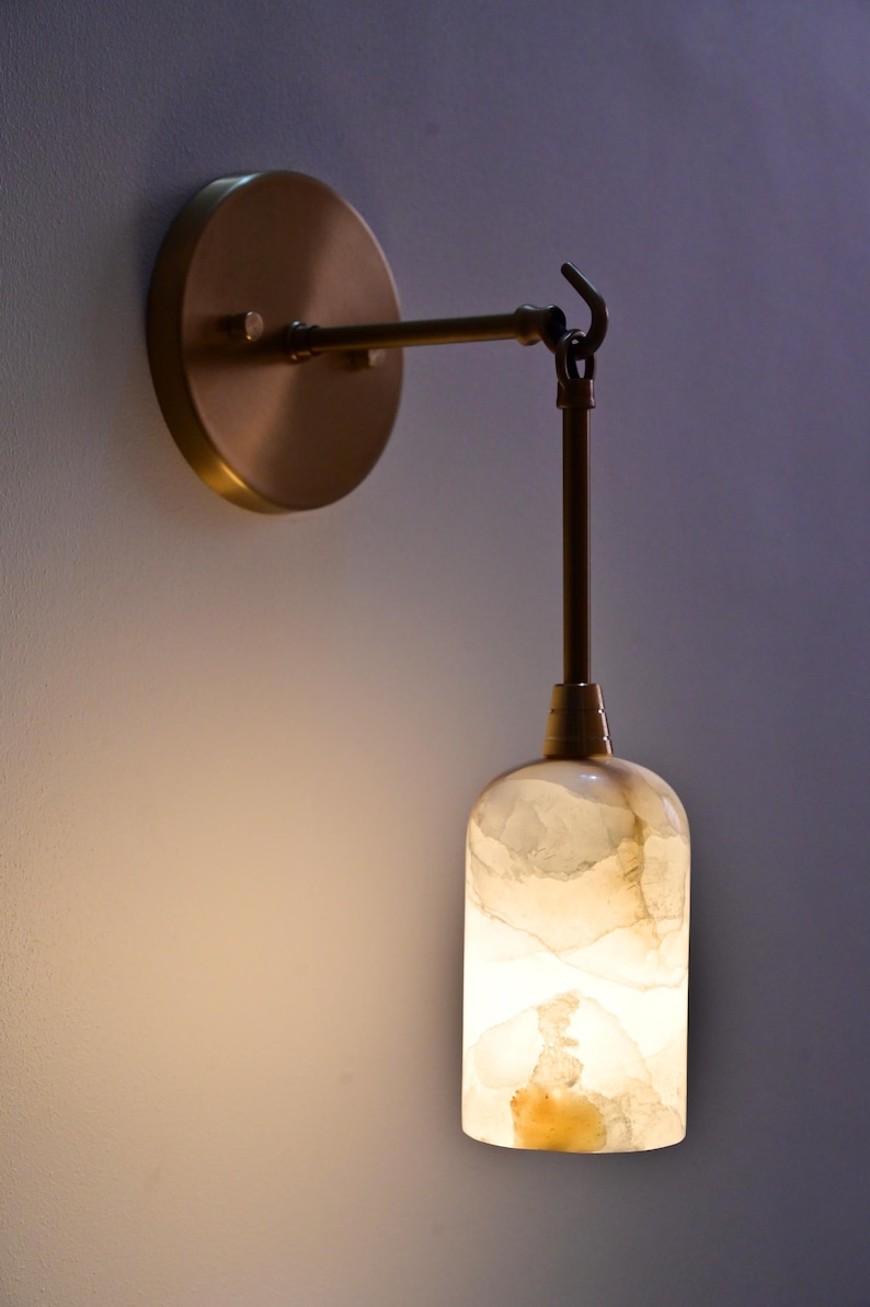 Buy Alabaster & Brass Wall Sconce – Modern Classic Lighting With a Soft ...