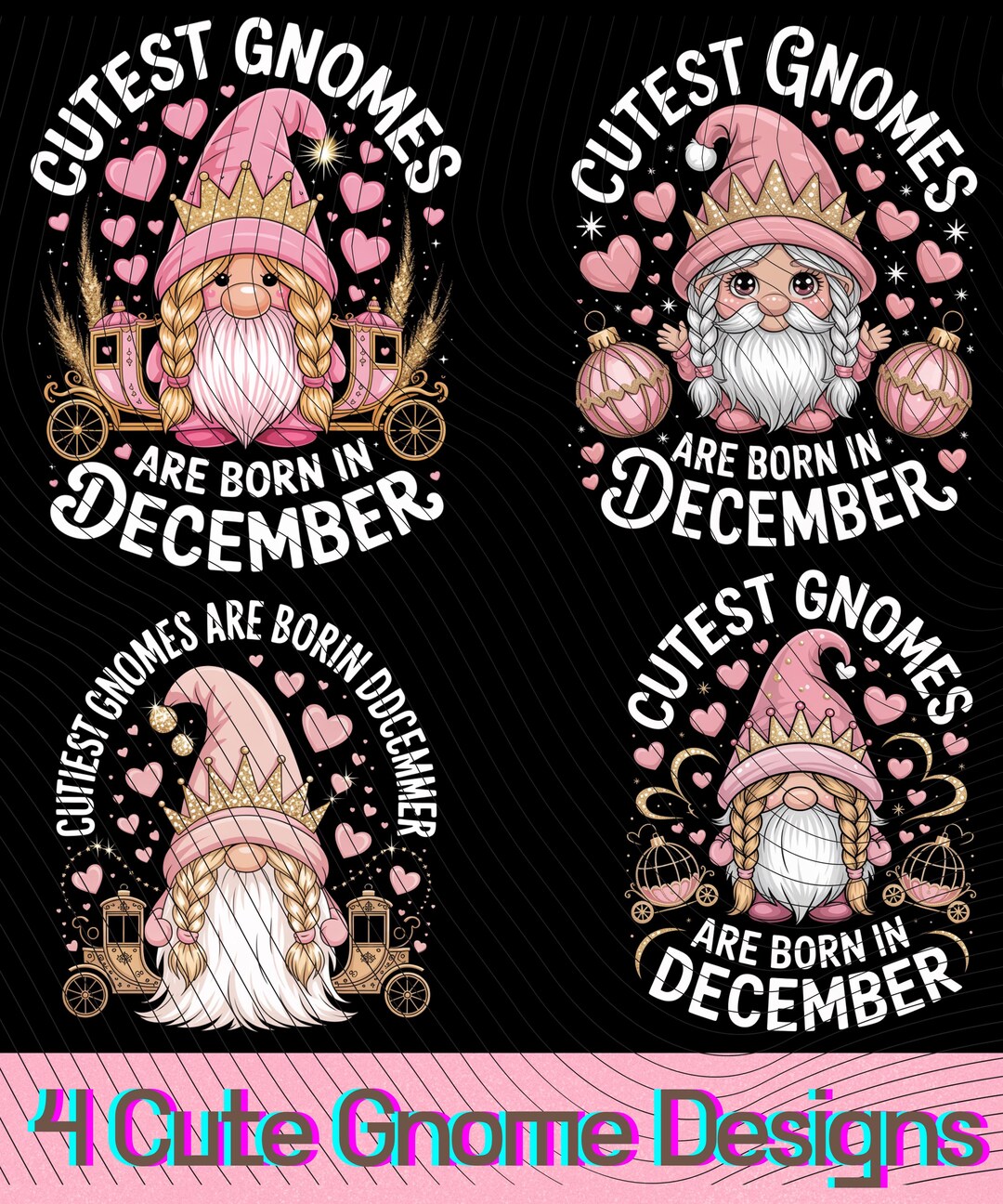 December Gnome Birthday PNG Bundle | 4 Pngs Bundle - Etsy