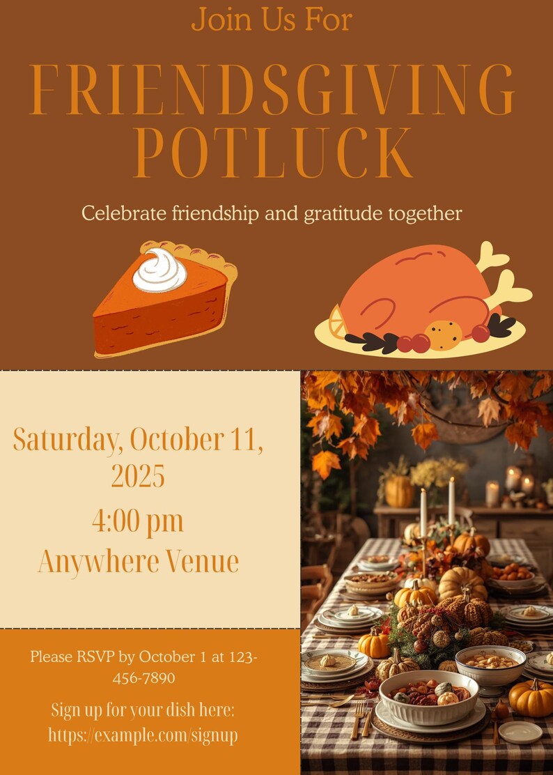 Friendsgiving Potluck Invitation Template | Editable in Canva ...
