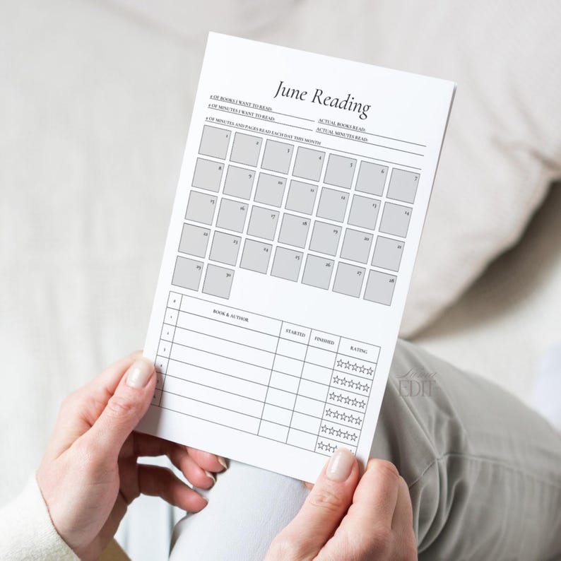 Monthly Reading Log Printable PDF, Undated Book Tracker (US Letter, A4 ...
