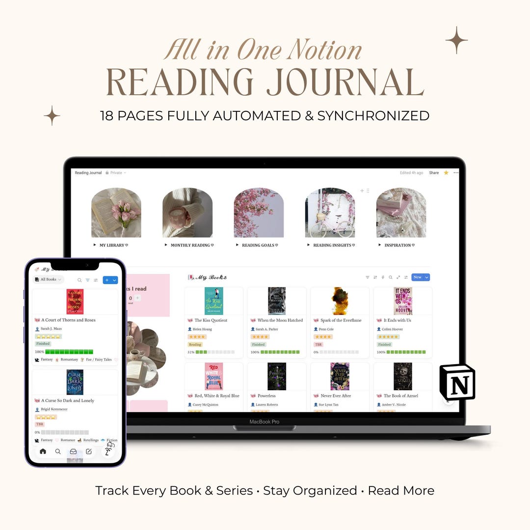 All in One Notion Reading Journal | Booktok Inspired Reading Tracker ...