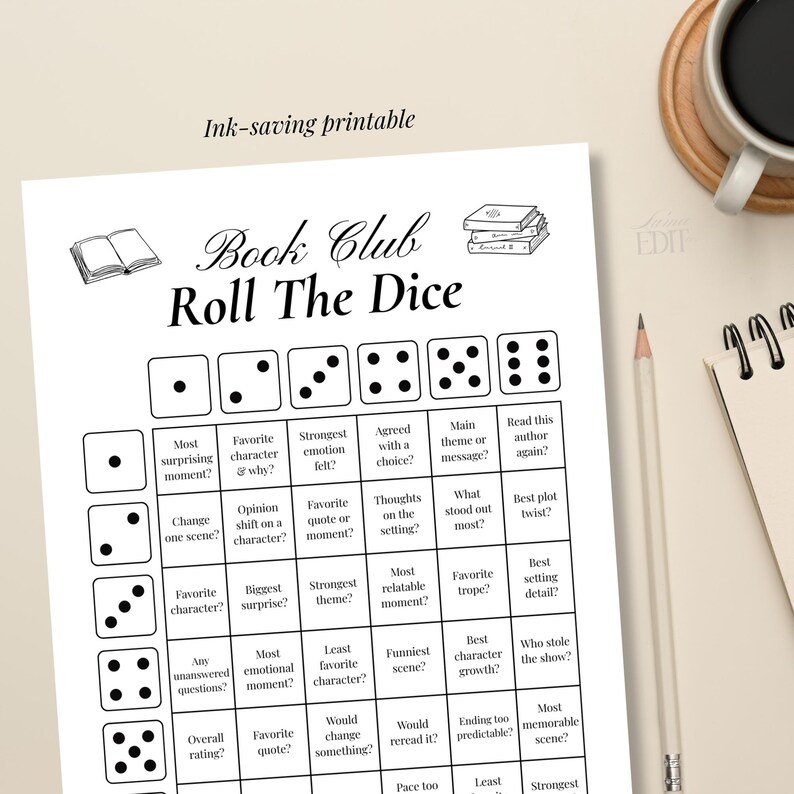 Book Club Dice Game, Discussion Prompts, Reading Group Icebreaker ...