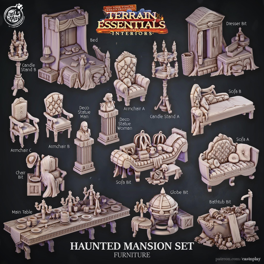 Haunted Mansion Furniture 18 Props | Cast 'n Play Terrain Essentials ...