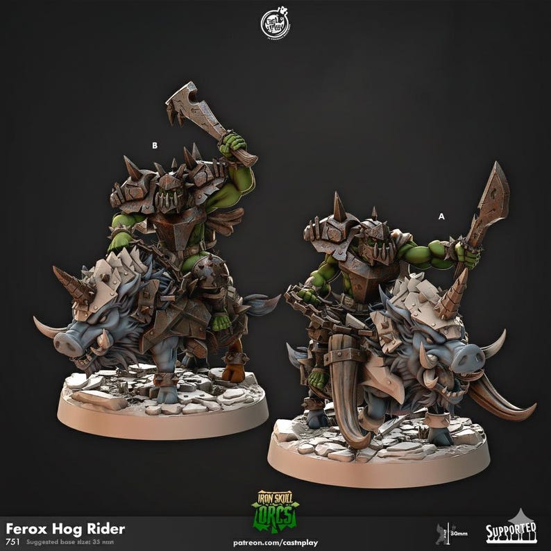 Ferox Hog Rider - 2 Set | Iron Skull Orcs Set | Cast 'n Play Minis ...