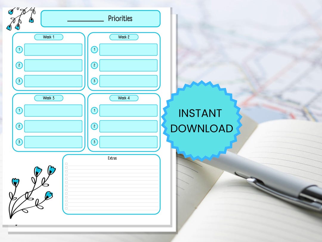Weekly Priorities Printable | Minimal Weekly Planner PDF | Productivity ...