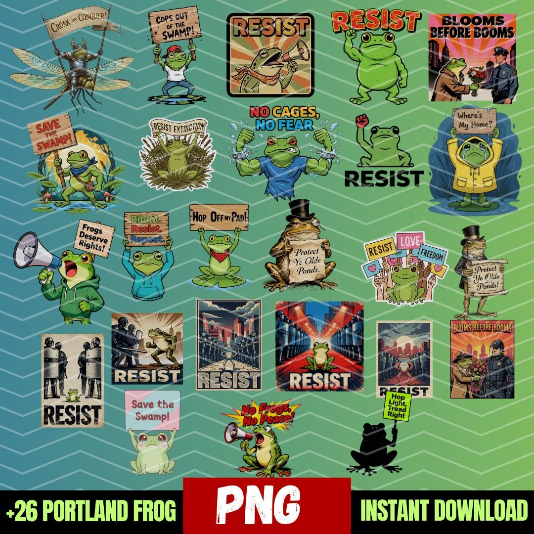 26+ Portland Frog Protest PNG Clipart Bundle: Resist Meme Art (digital ...