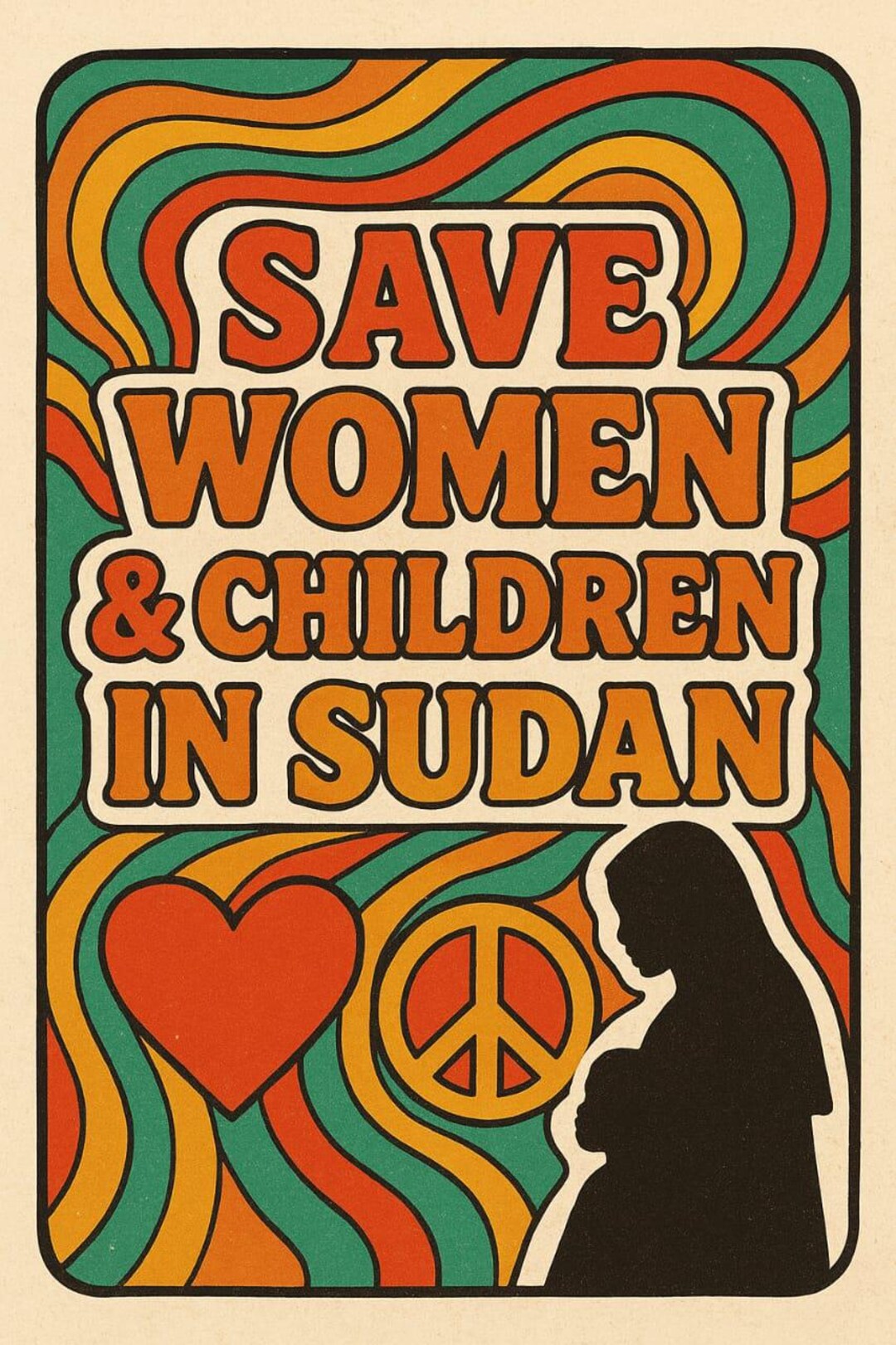 Save Women and Children in Sudan Poster | 70s Retro Activist Art ...
