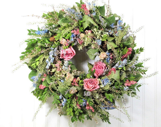 Perfectly Pink Dried Floral Wreath Natural Wreath Spring - Etsy