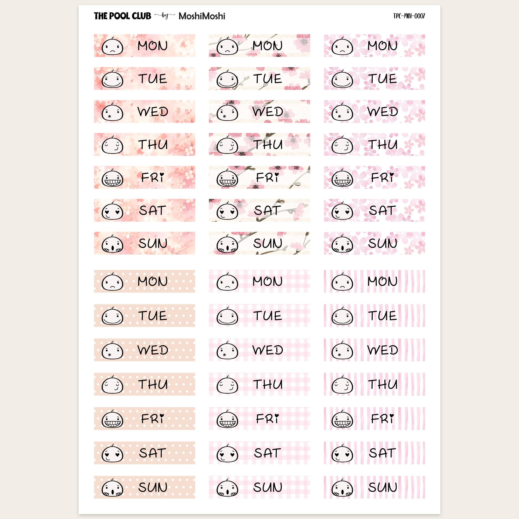 Cherry Blossom Printable Days of the Week Headers, Hobonichi Cousin Add ...