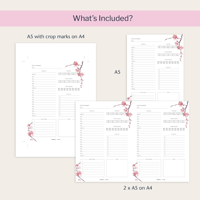 A5 Planner Inserts Bundle, Printable Cherry Blossom Minimal, PDF ...