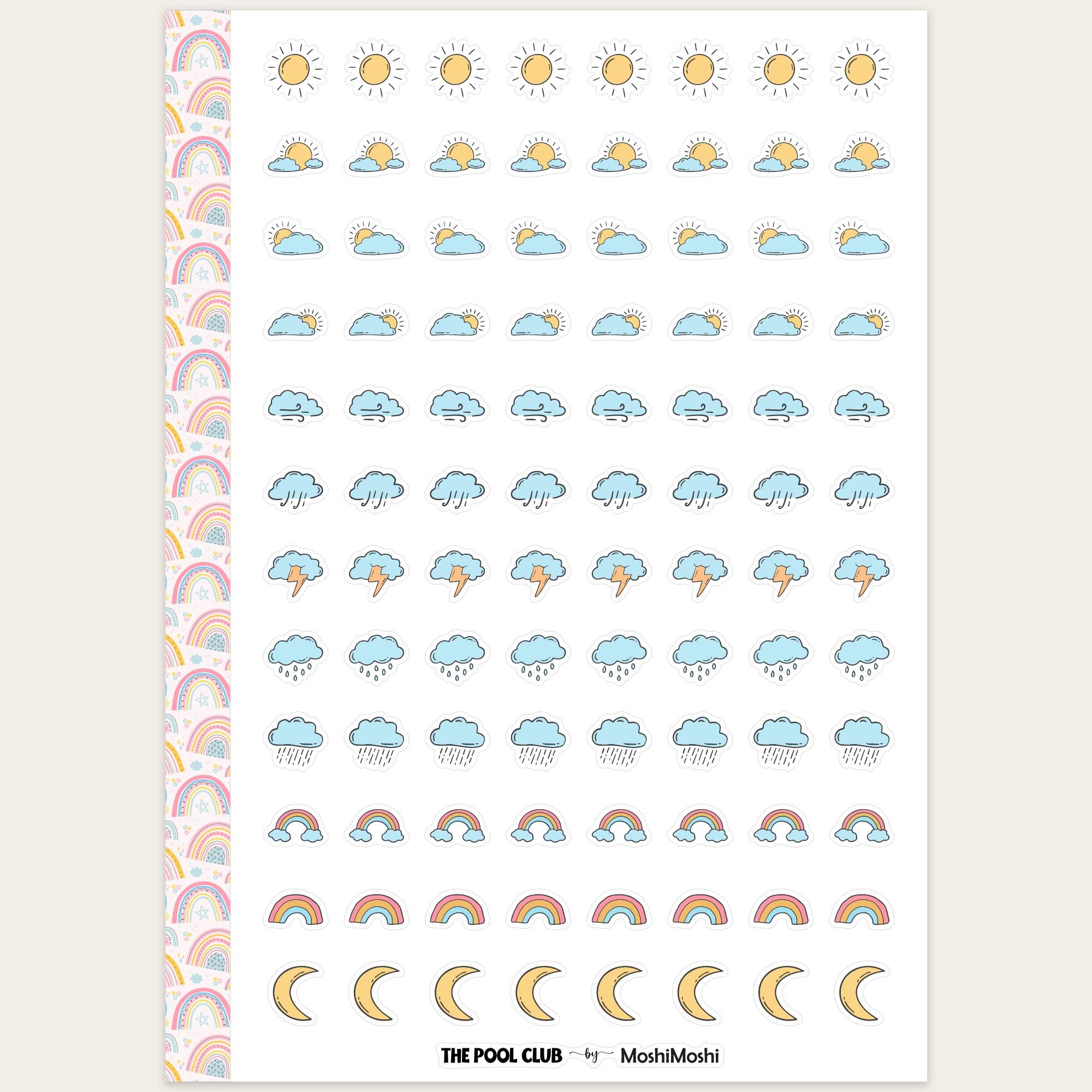 Weather Icon Stickers, Printable Forecast Planner Labels, PDF PNG Cut ...