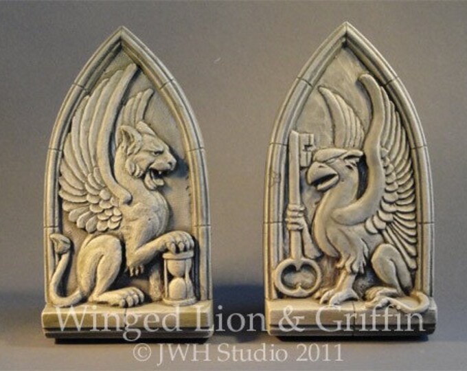 Winged Lion & Griffin Set Good Fortune and Productivity Sculptures by ...
