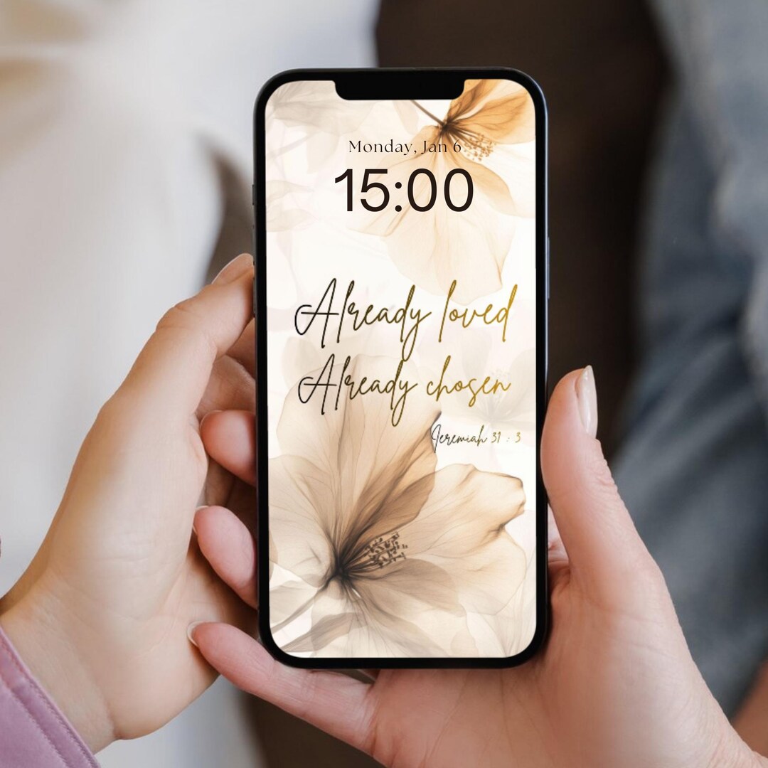 Christian Phone Wallpaper, Bible Verse Lock Screen, Neutral Floral ...