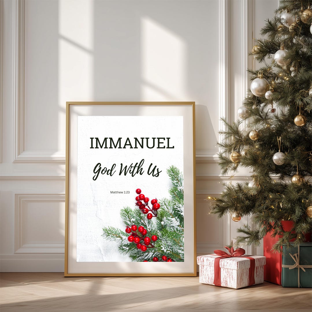 Christian Christmas Wall Art, Immanuel God With Us Print, Bible Verse ...
