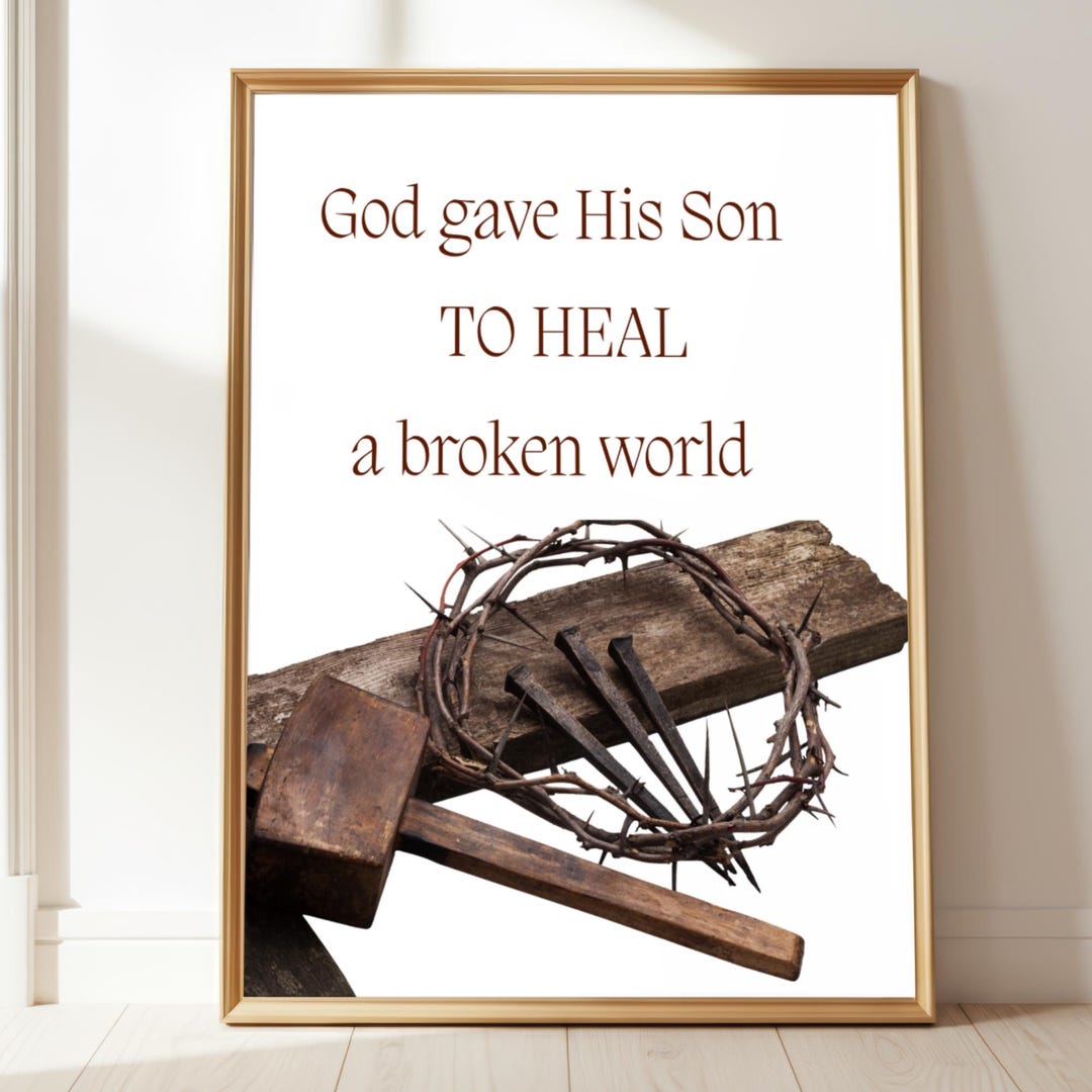 God Gave His Son to Heal - Christian Easter Wall Art, Crown of Thorns ...