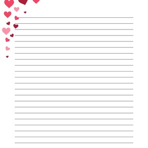 Romantic Heart Stationery Printable | Lined & Unlined Letter Paper ...