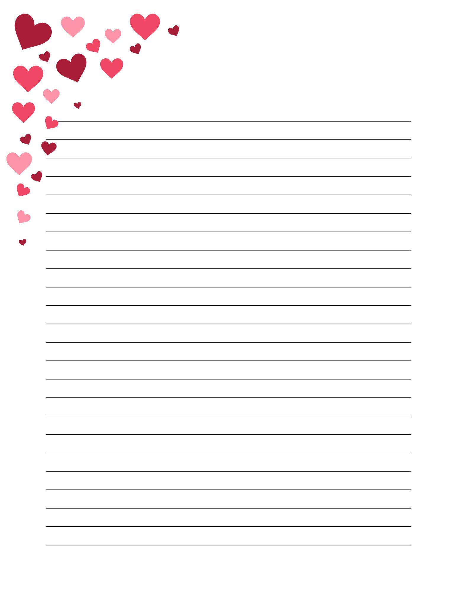 Romantic Heart Stationery Printable | Lined & Unlined Letter Paper ...