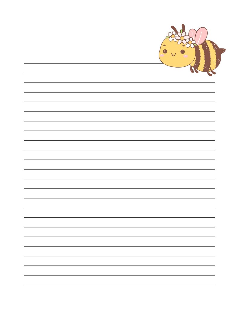 Bee Stationery Printable | Cute Bee Writing Paper | Kawaii Journal ...