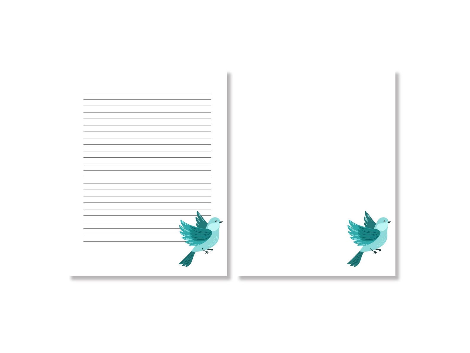 Blue Bird Stationery Printable | Cute Bird Writing Paper | Lined ...