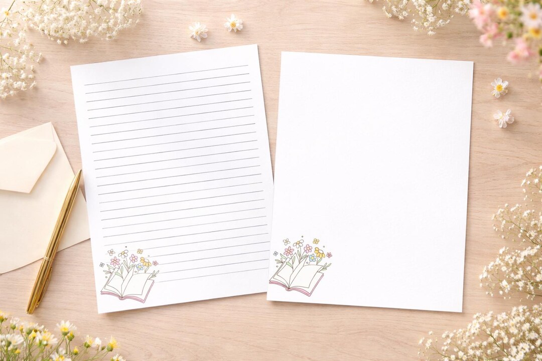 Floral Book Stationery Printable | Book Lover Writing Paper ...