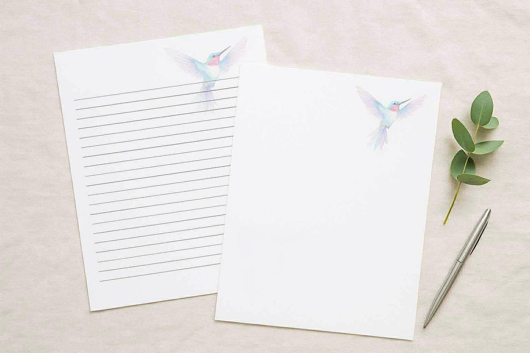 Printable Hummingbird Stationery – Watercolor Bird Writing Paper ...