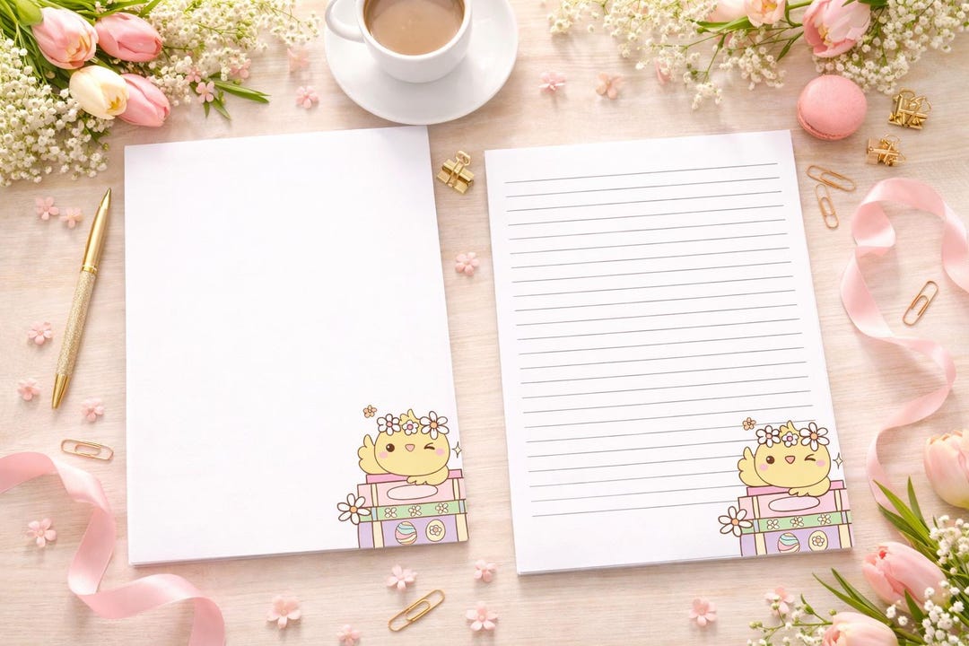 Cute Chick Stationery Printable | Spring Chick Writing Paper | Lined ...