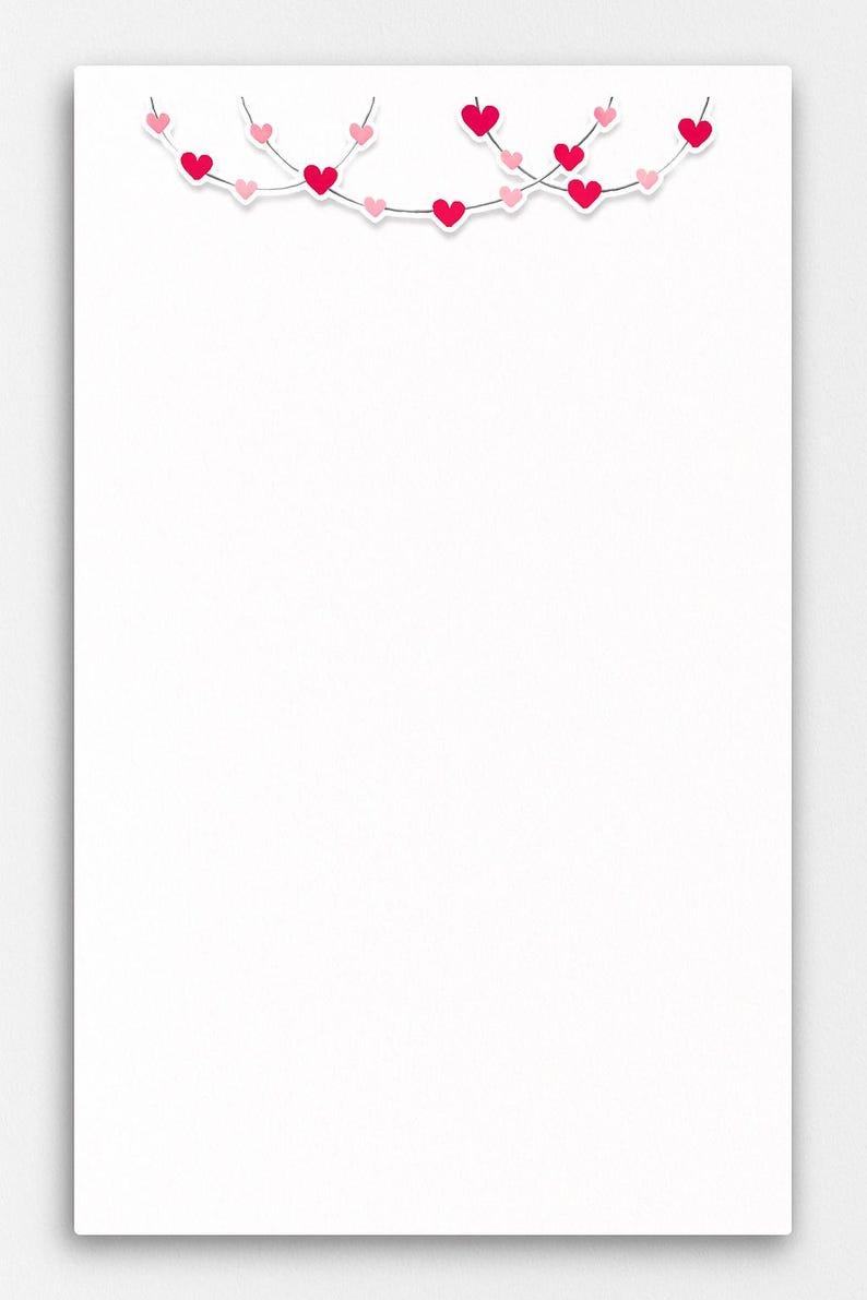 Heart Garland Lined Writing Paper Printable | Romantic Stationery PDF ...