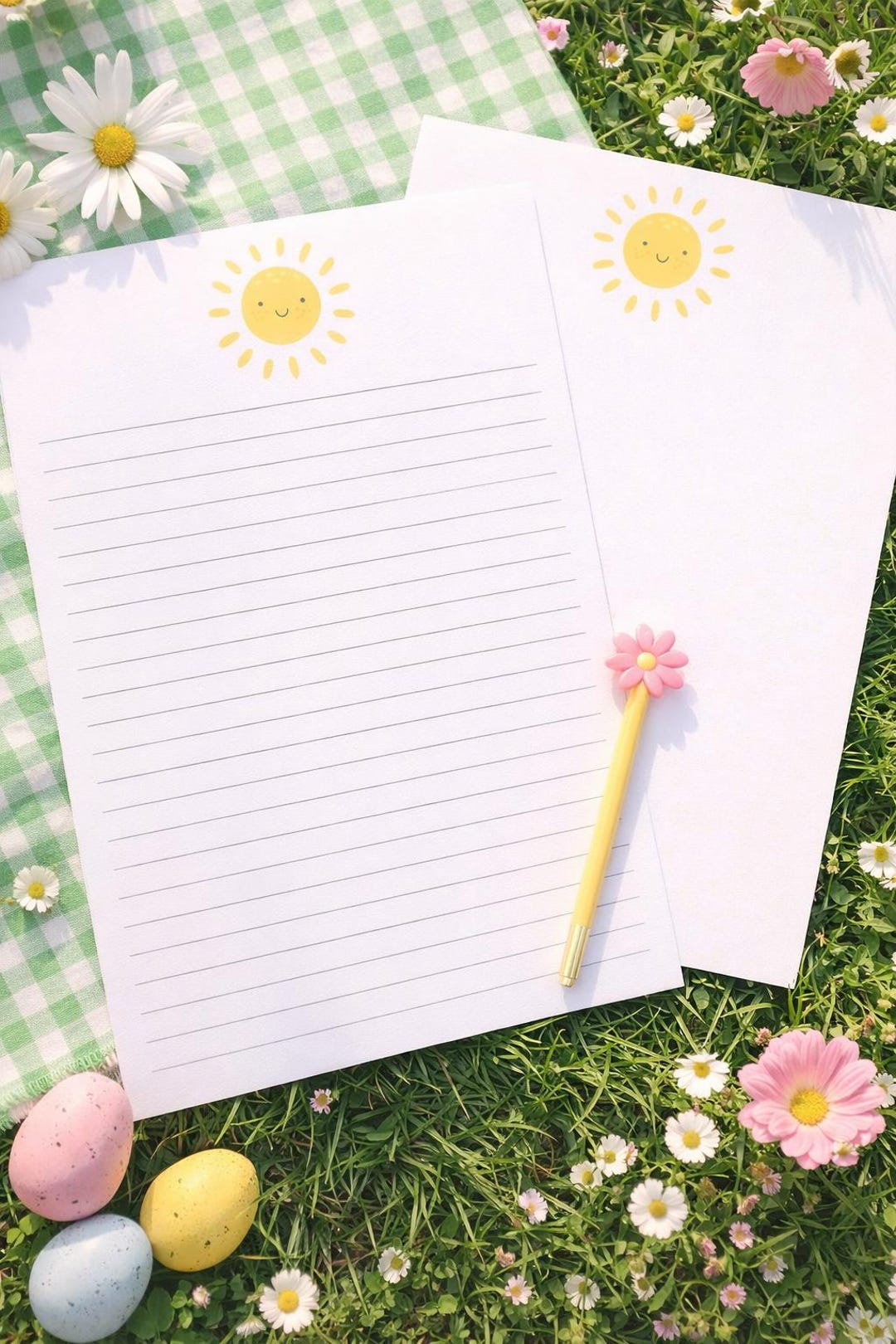 Sunny Day Printable Stationery Set | Cute Sun Writing Paper | Lined ...