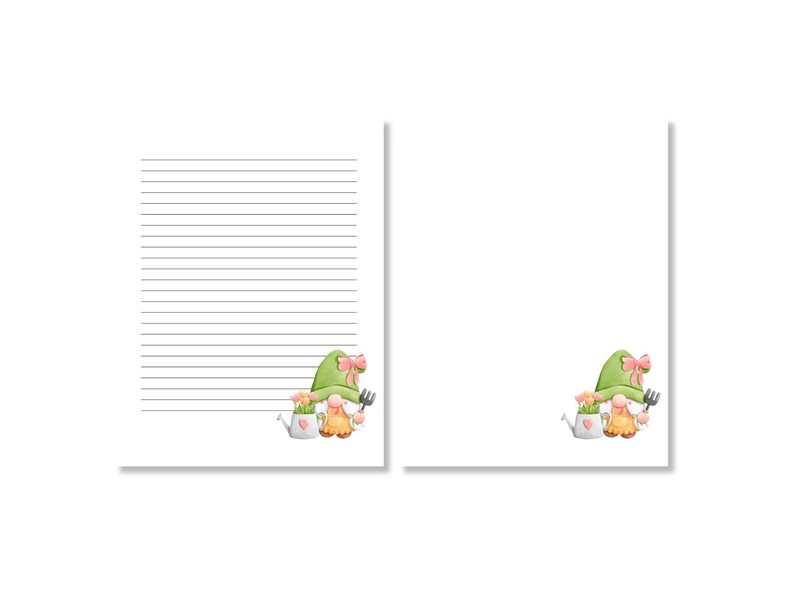 Spring Gnome Stationery Printable | Cute Garden Gnome Writing Paper ...