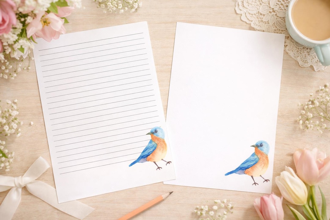 Little Bird Stationery Printable | Lined & Unlined Writing Paper ...