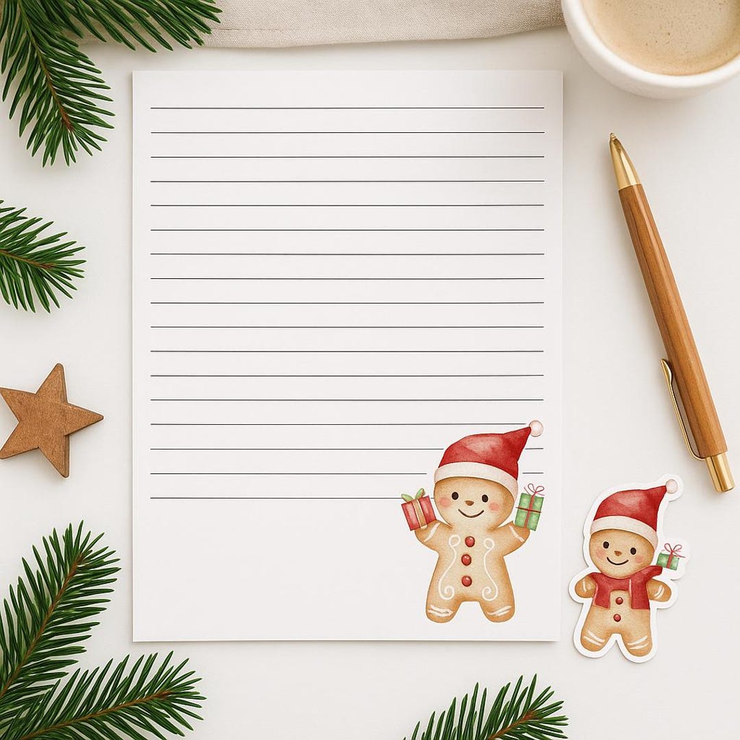Gingerbread Printable Stationery | Holiday Letterhead | Instant ...