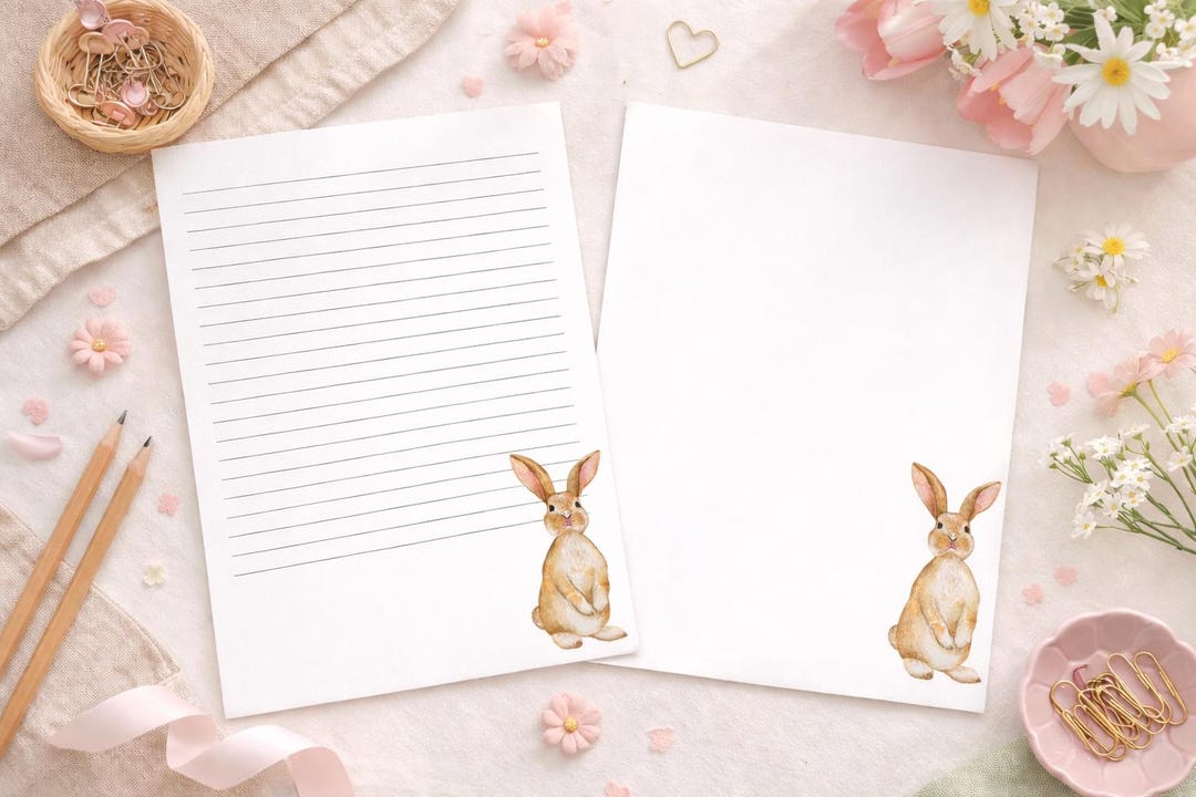 Bunny Printable Stationery | Lined & Unlined Writing Paper ...