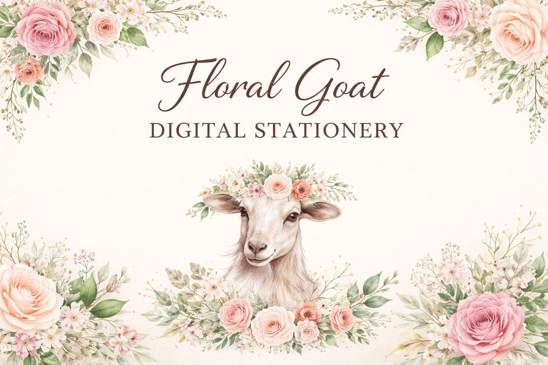 Floral Goat Printable Stationery | Writing Paper | Lined & Blank Pages ...