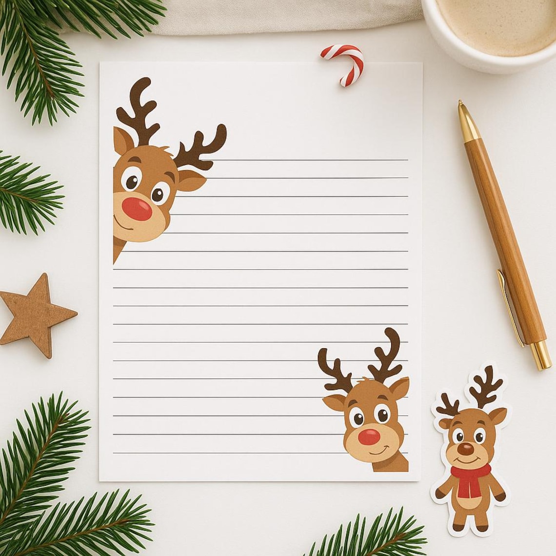 Rudolph Printable Stationery | Holiday Letterhead | Instant Download - Etsy