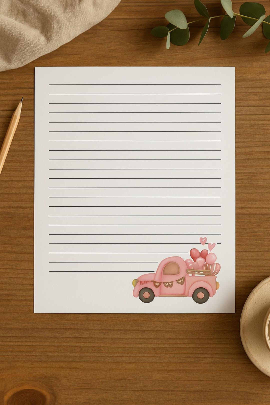 Heart Truck Printable Stationery | Valentine Writing Paper | Cute Love ...