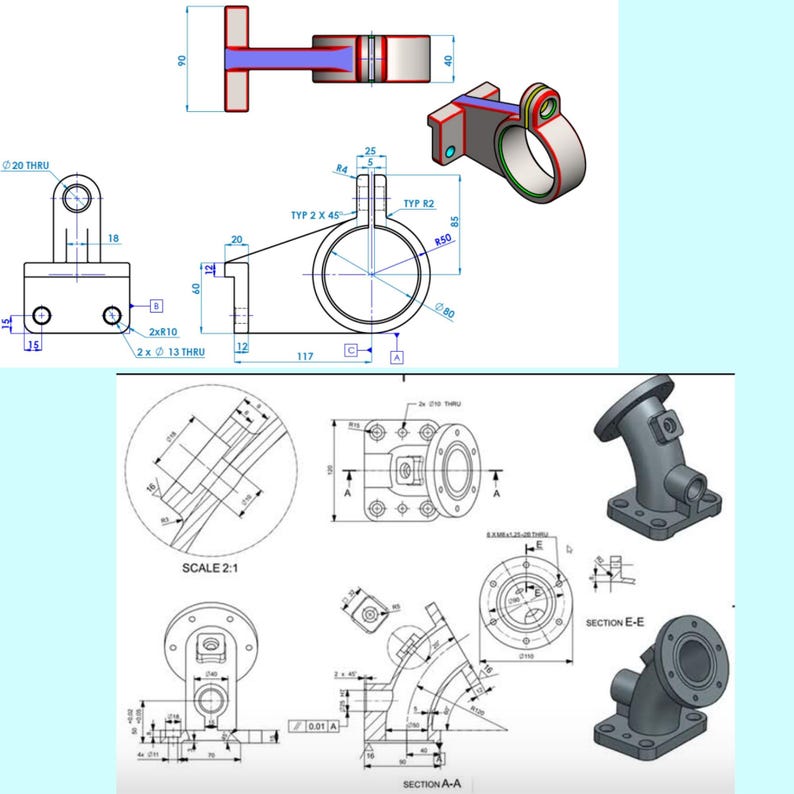 CAD Design Files, 2D/3D Drawings (digital Download, PNG, 100+ Files) - Etsy