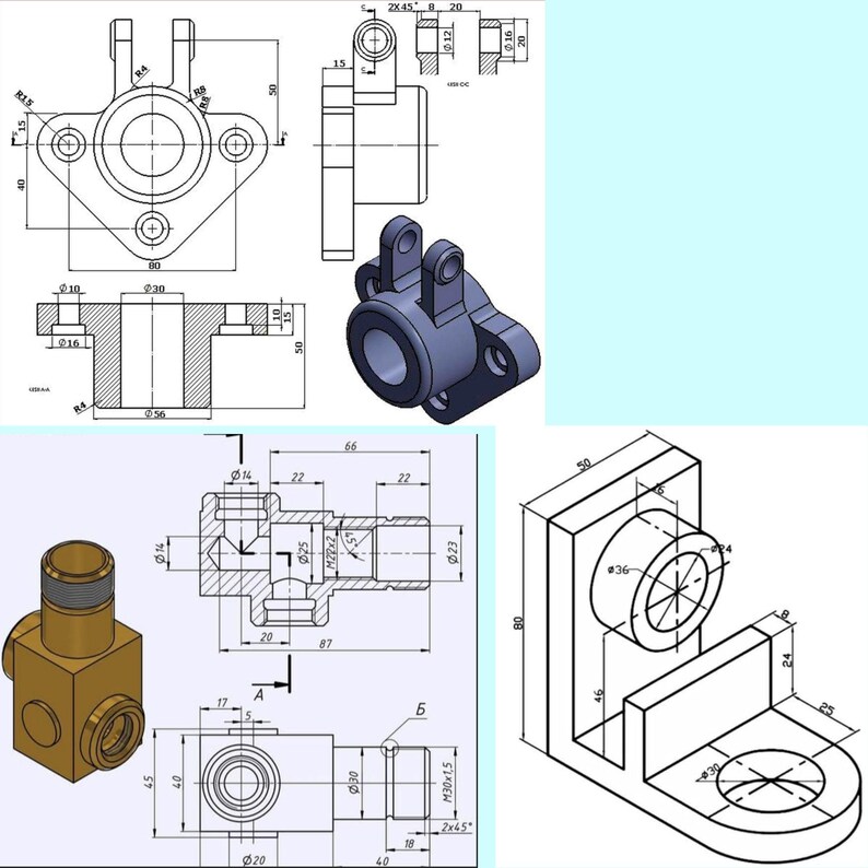 CAD Design Files, 2D/3D Drawings (digital Download, PNG, 100+ Files) - Etsy