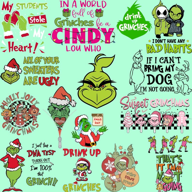 Grinch SVG Bundle, Christmas Clipart (svg, Png, Dxf, Eps Files) - Etsy