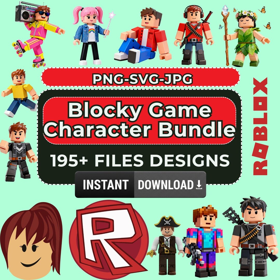 Blocky Cartoon Avatar Clipart | Pixel Style Character PNG-SVG-JPG ...