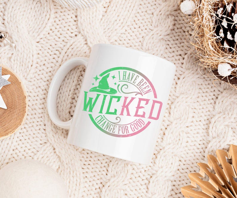 Wicked Inspired, Changed for Good, Glinda and Elphaba Personalised Mug ...