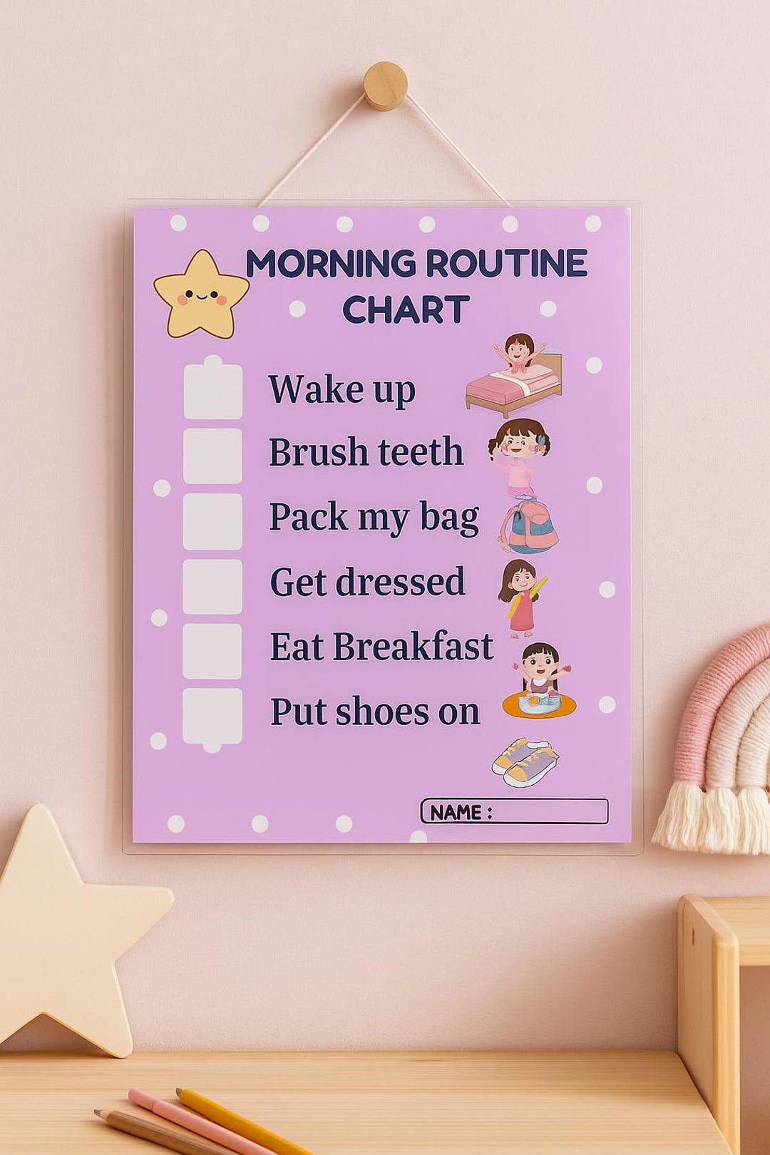 Girls Morning Routine Chart: A4 Kids Daily Checklist (PDF) - Etsy