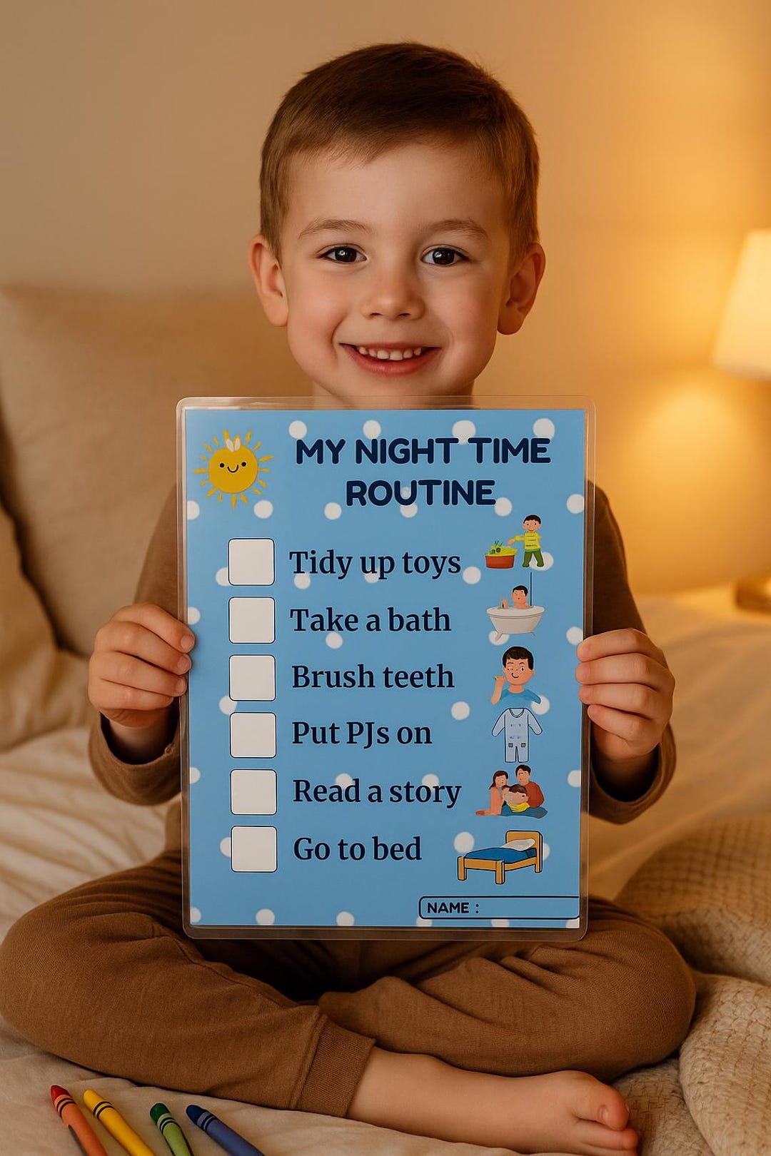 Printable Night Time Routine Chart for Boys | Kids Bedtime Schedule ...
