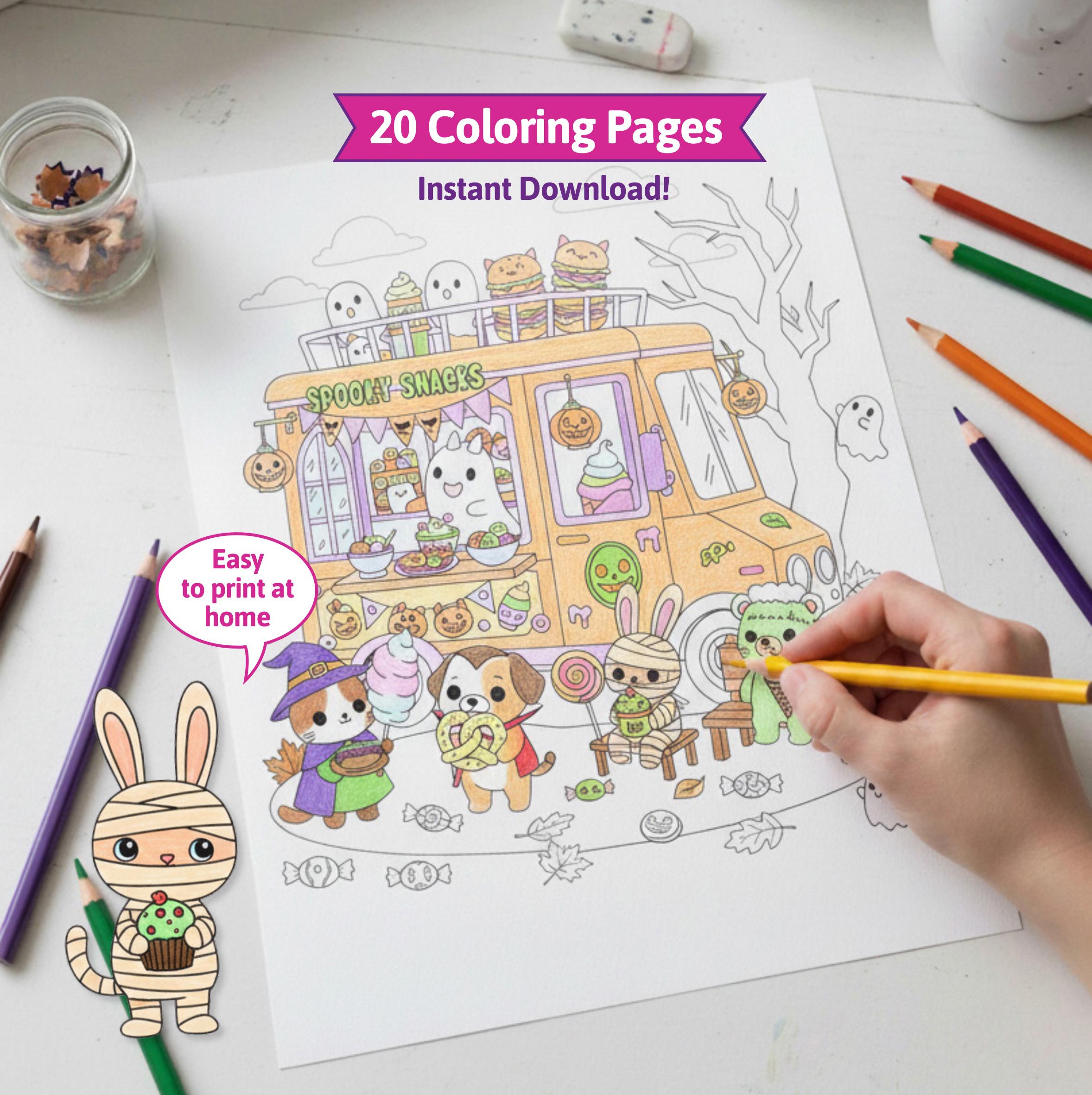 Spooky Cute Halloween Coloring Pages for Kids | Kawaii Halloween ...