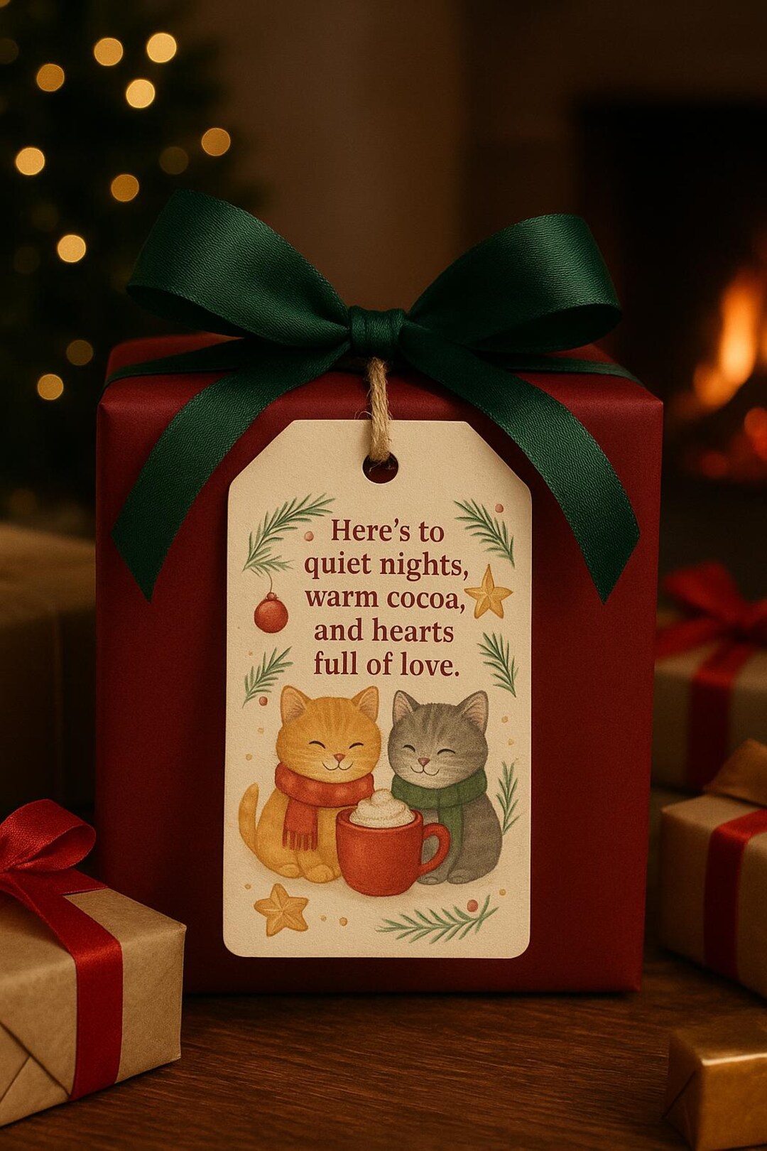 Christmas Kittens Gift Tag Printable | Watercolor Cat Gift Tags ...