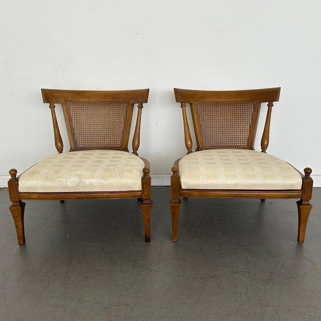 Vintage Neoclassical Cane Back Slipper Chairs (set of 2) - Etsy