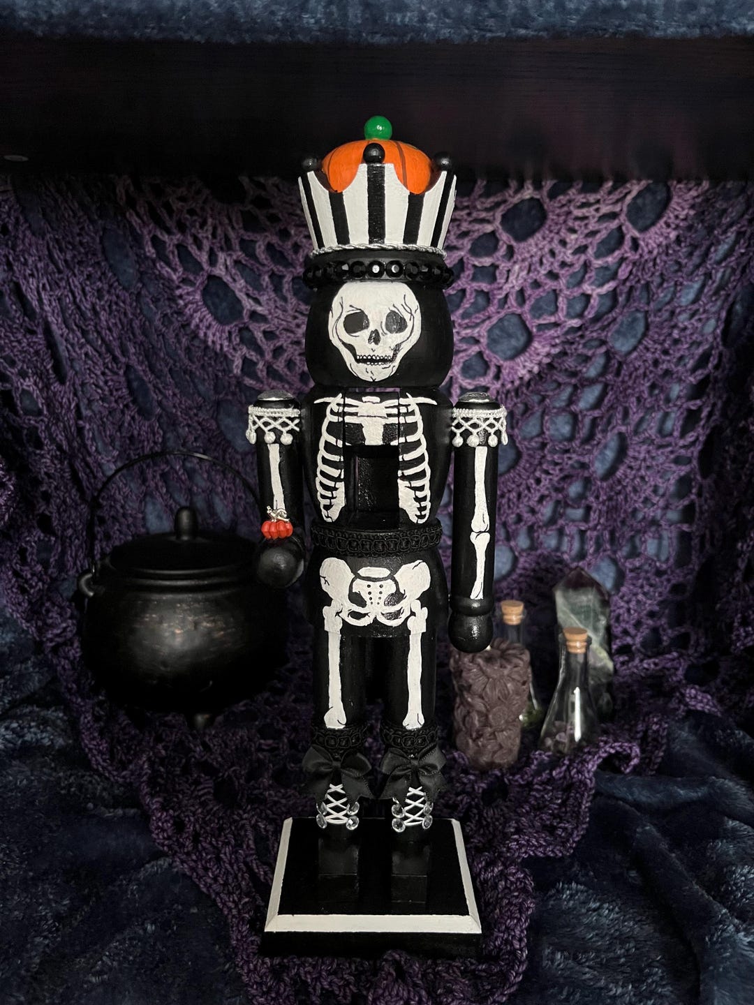 Handpainted Pumpkin King Skeleton Nutcracker • Gothic Christmas Decor ...