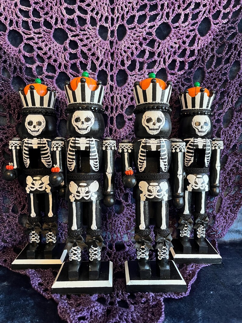 Handpainted Pumpkin King Skeleton Nutcracker • Gothic Christmas Decor ...