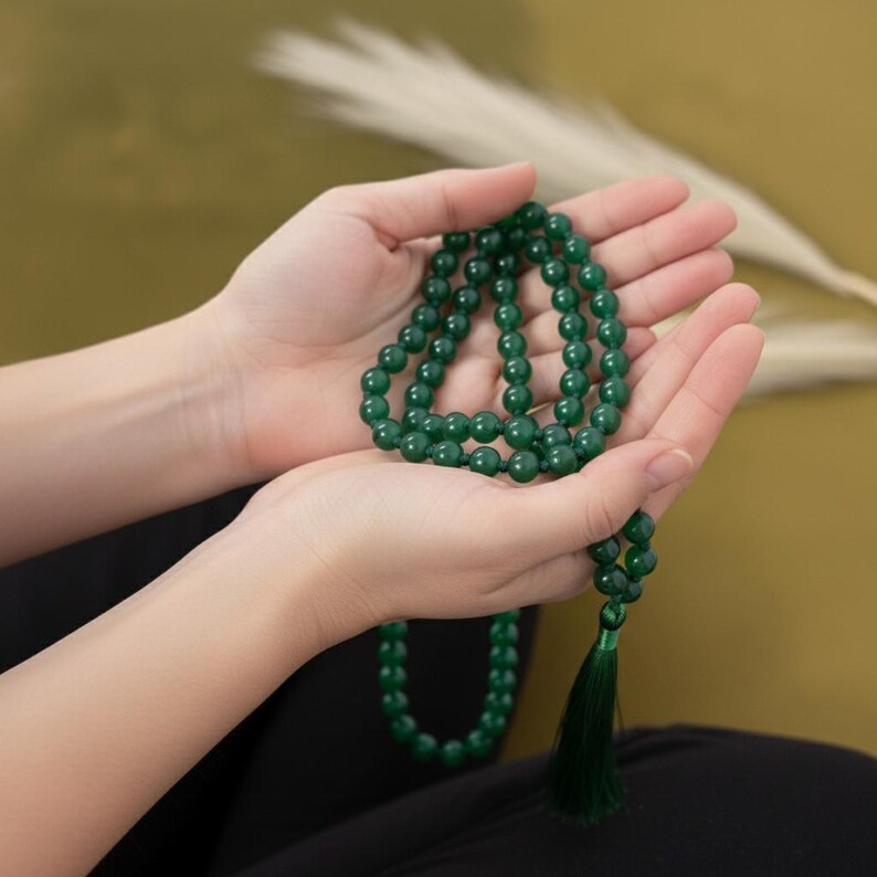 Certified Green Aventurine 108 Beads Meditation Mala Jaap Mala Knotted ...