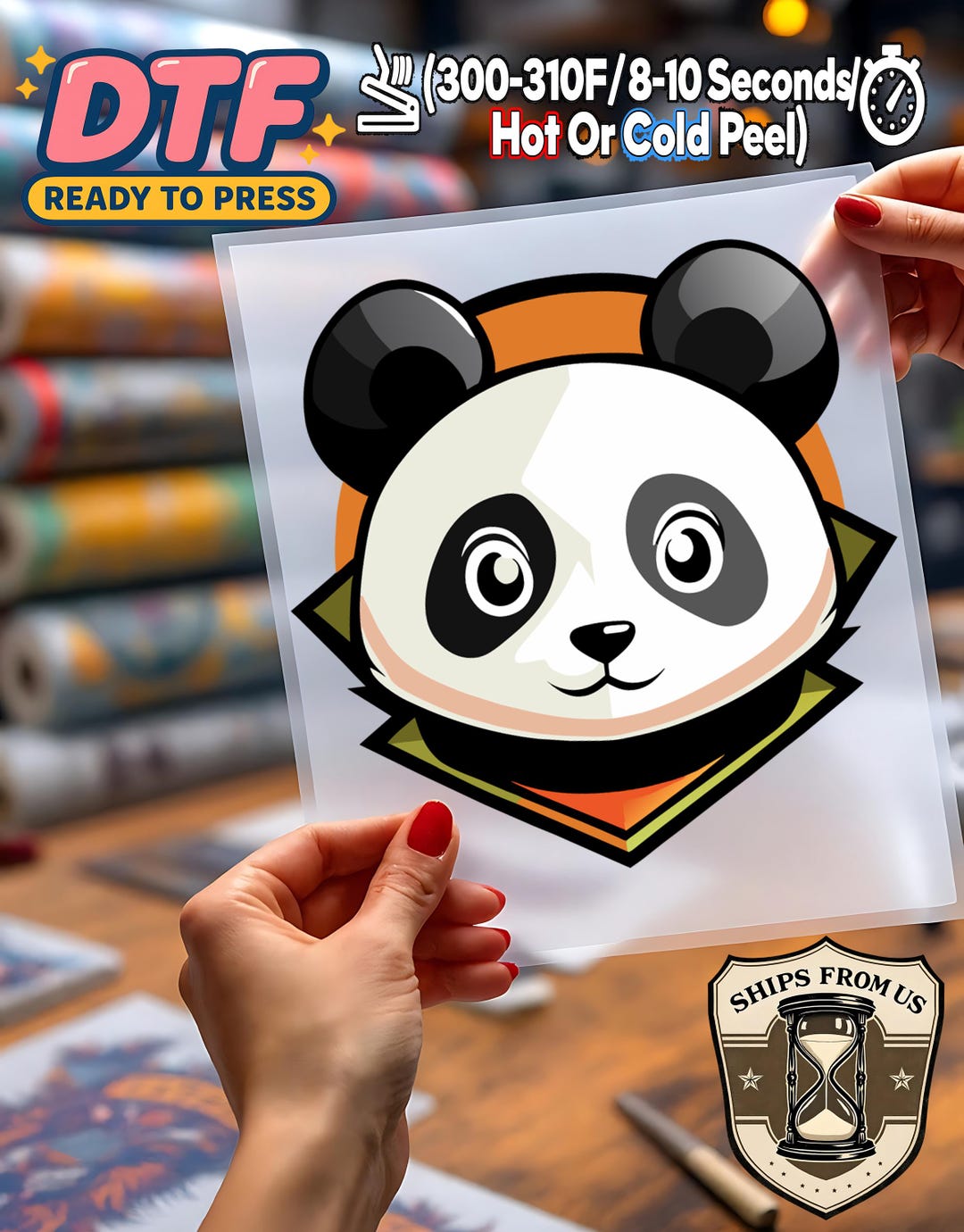 Panda DTF Transfer Ready to Press, Cute Animal Iron on for T-shirts ...