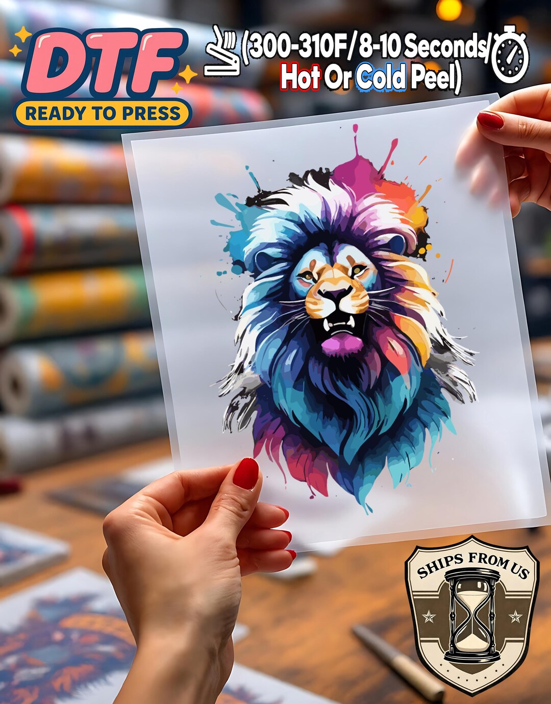 Lion DTF Transfer, Ready to Press, Colorful Leo Zodiac Heat Transfer ...